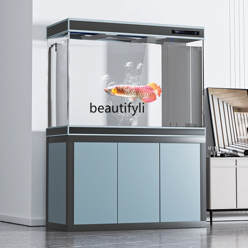 Fish-Tank-Living-Room-Super-White-Glass-Large-Floor-Household-Hallway ...