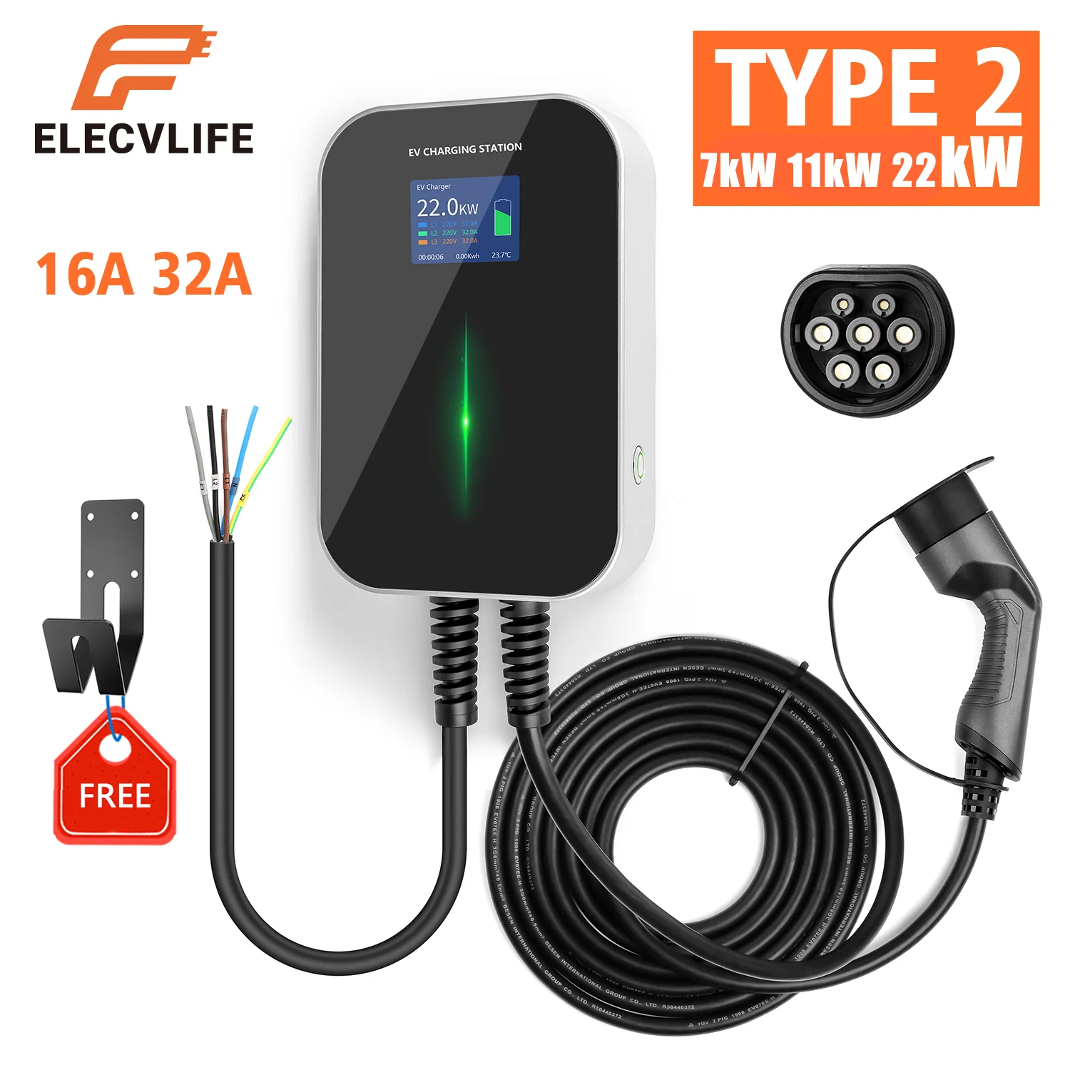 Wallbox Ev Charger Electric Vehicle Charger Charging Station 32a 16a 22kw 11kw 7kw Electric Car ...