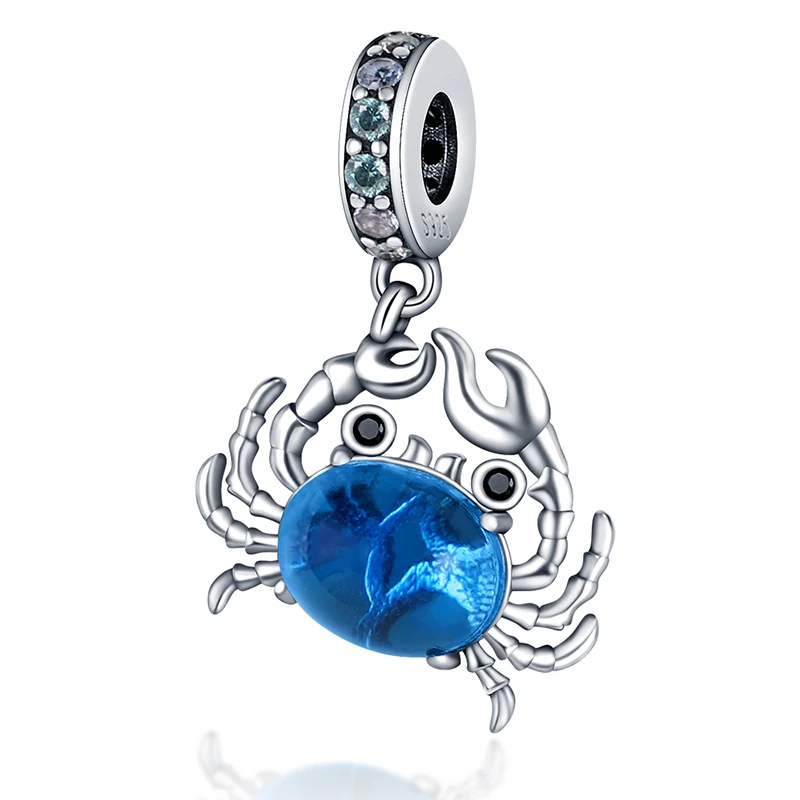 Dijes-de-Plata-de-Ley-925-para-mujer-cuentas-de-cangrejo-azul ...