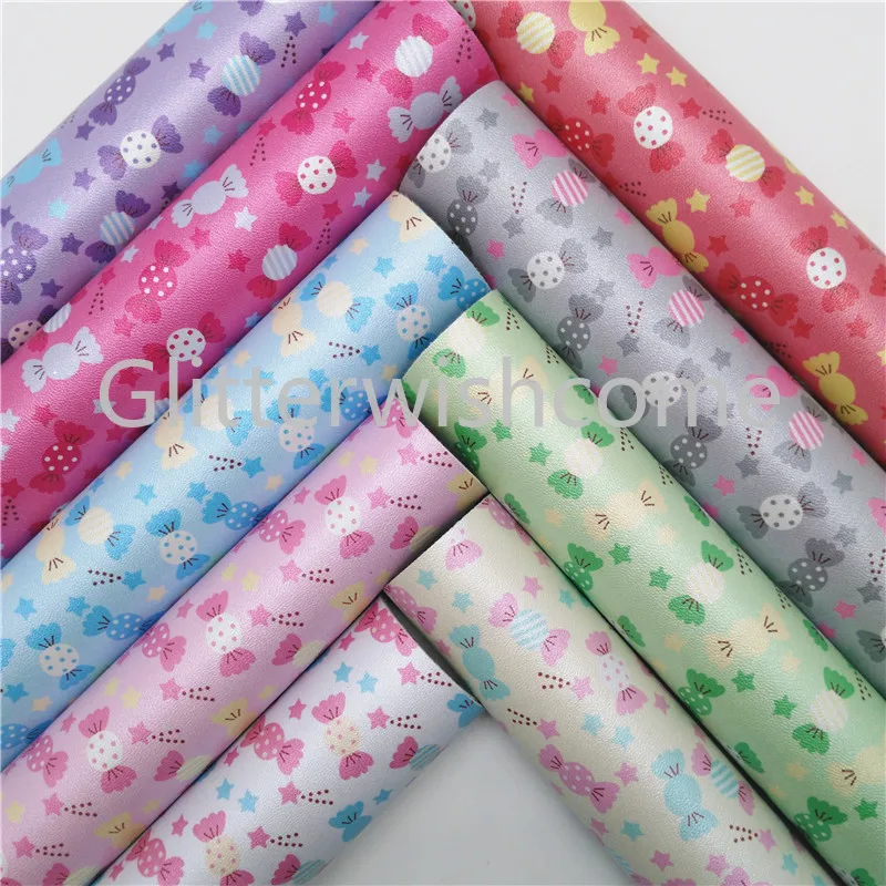 Glitterwishcome-21X29CM-A4-Size-Candy-Printed-Faux-Leather-Fabric ...