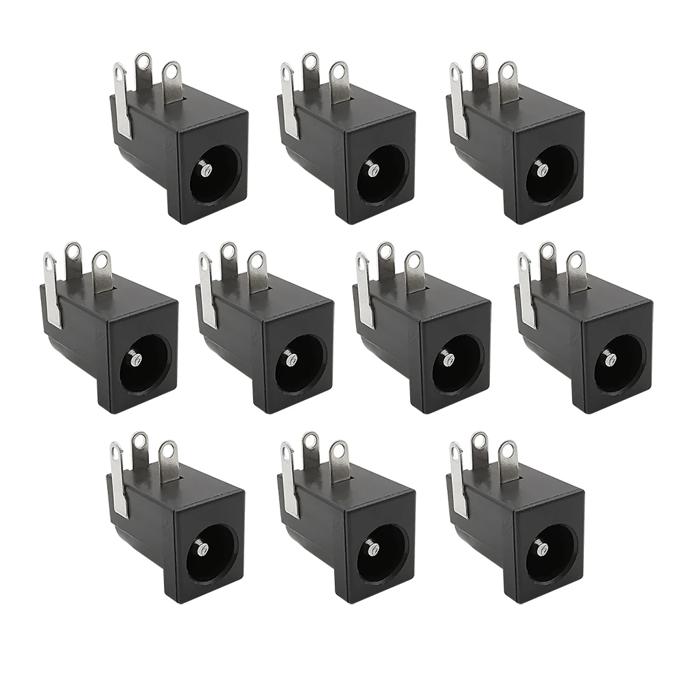 DC 005 블랙 DC 전원 잭 소켓 DC 암 커넥터, 배럴 타입 직각 PCB 마운트 터미널 어댑터 공급, 5.5x2.1mm ...
