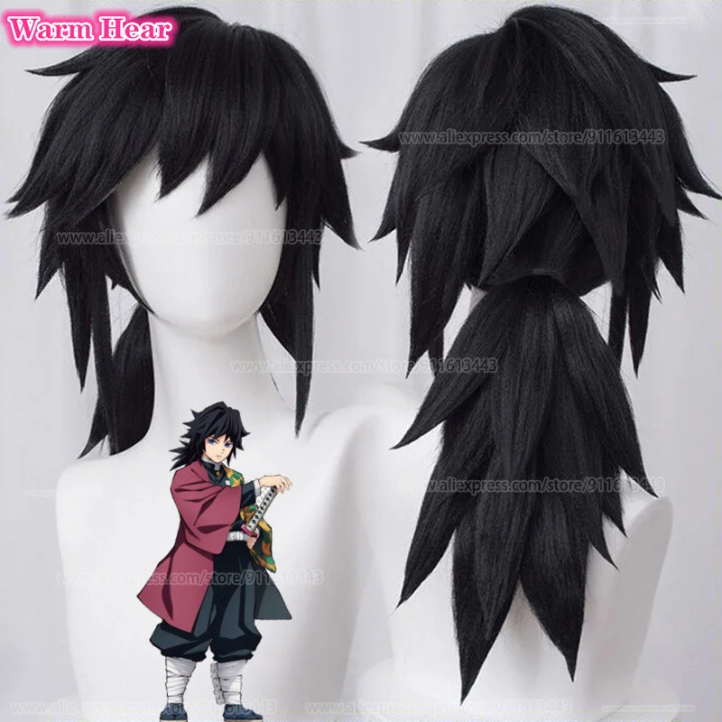 Peluca de Cosplay de Anime Demon Slayer Kimetsu no Yaiba, peluca de ...