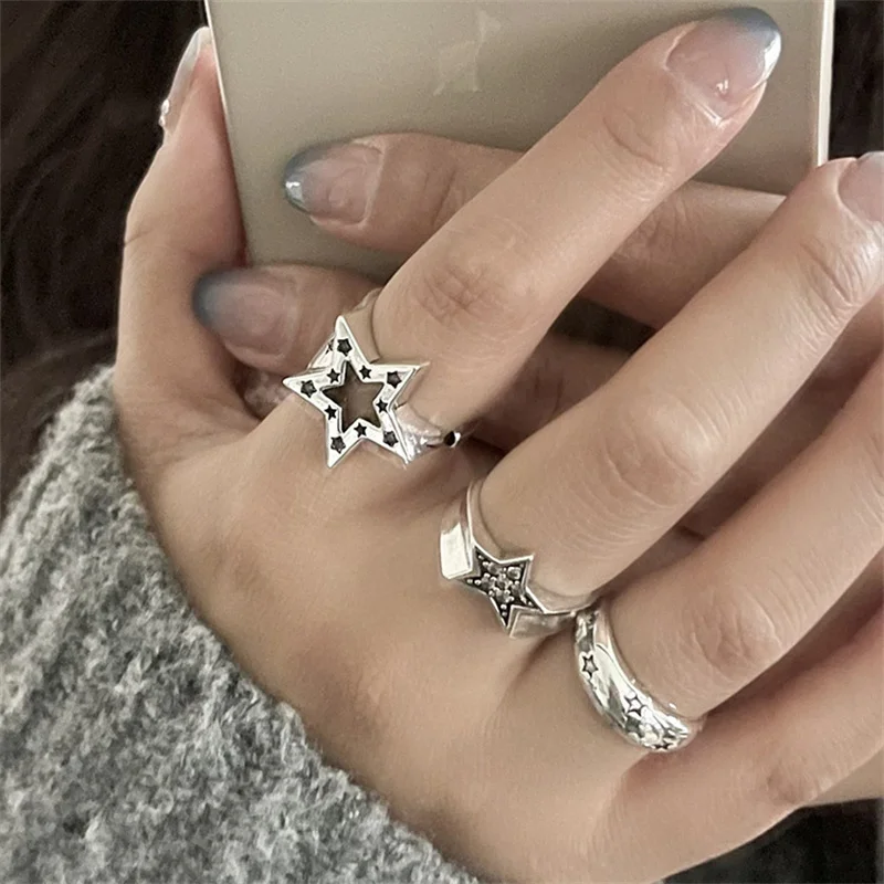 Anillo-de-estrella-de-pentagrama-brillante-para-hombre-y-mujer-joyer-a ...