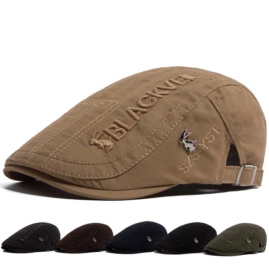 Men Beret Fashion Rabbit Embroidery Flat Caps Spring Summer Visor For ...