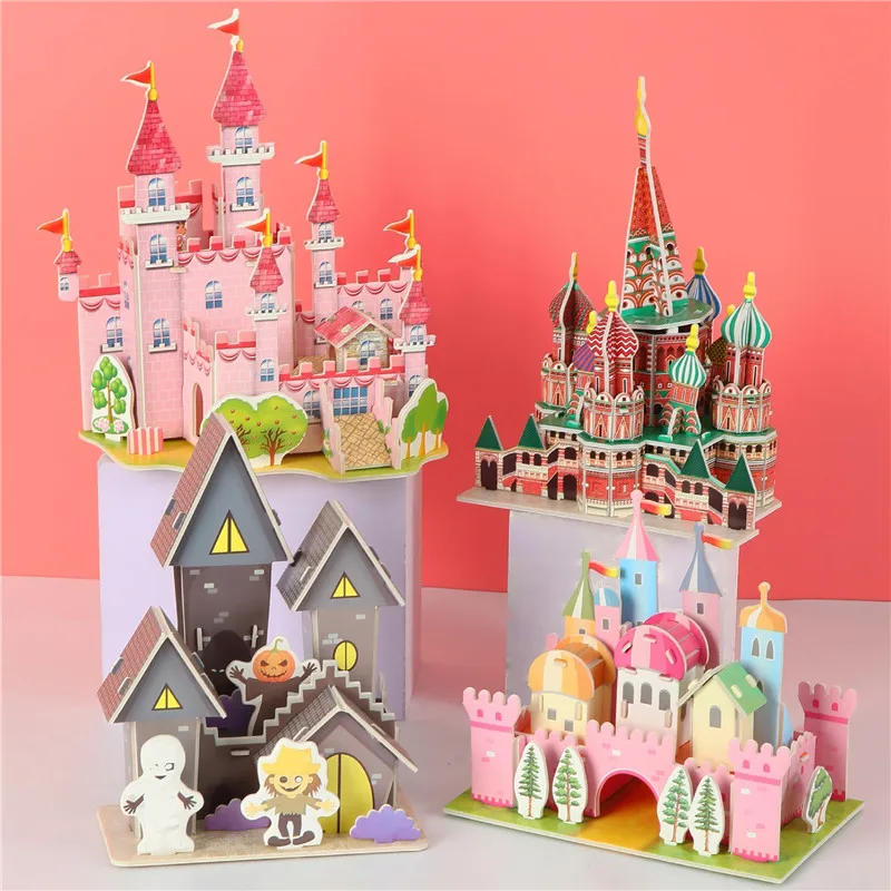 Kids-3D-Cardboard-Jigsaw-Puzzle-Cartoon-Castle-Building-Model-Creative ...