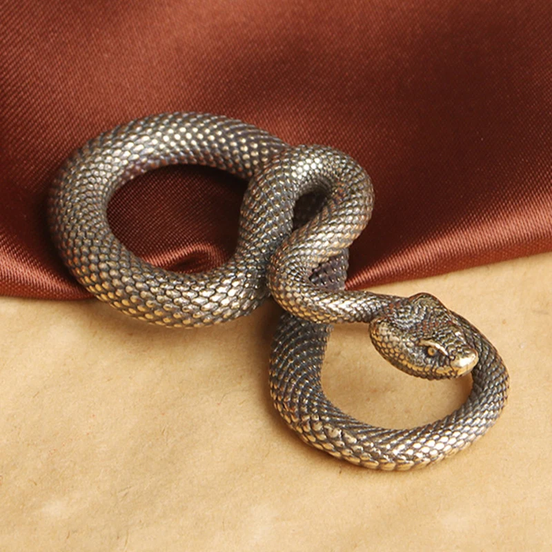 Antique Vintage Copper Snake Ornament Decorations Tea Pet Figurines ...