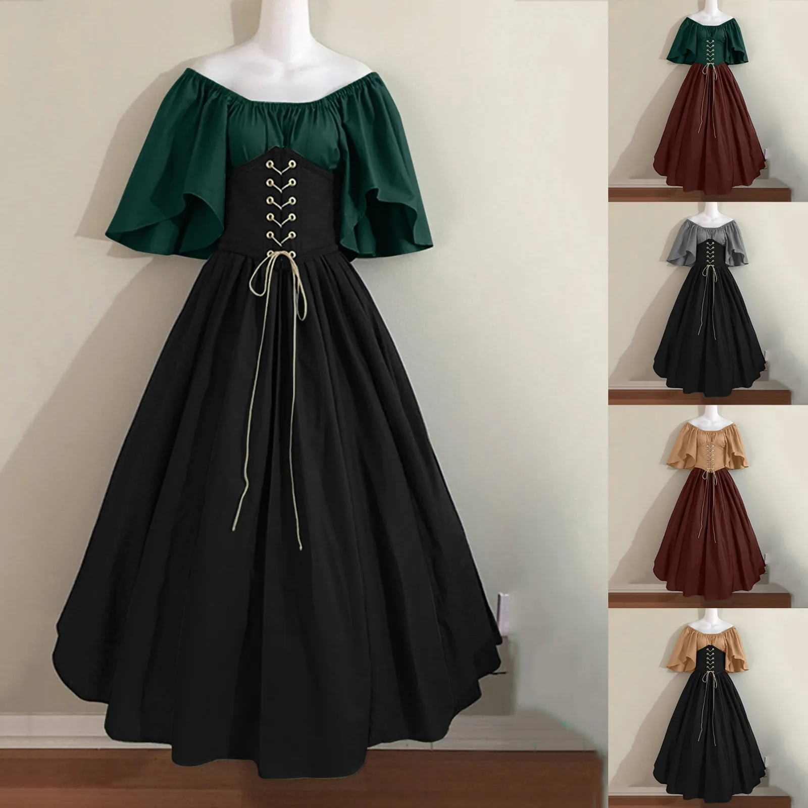 Palace-Medieval-Costumes-Women-Dress-Vintage-Victoria-Lace-Up-Carnival ...