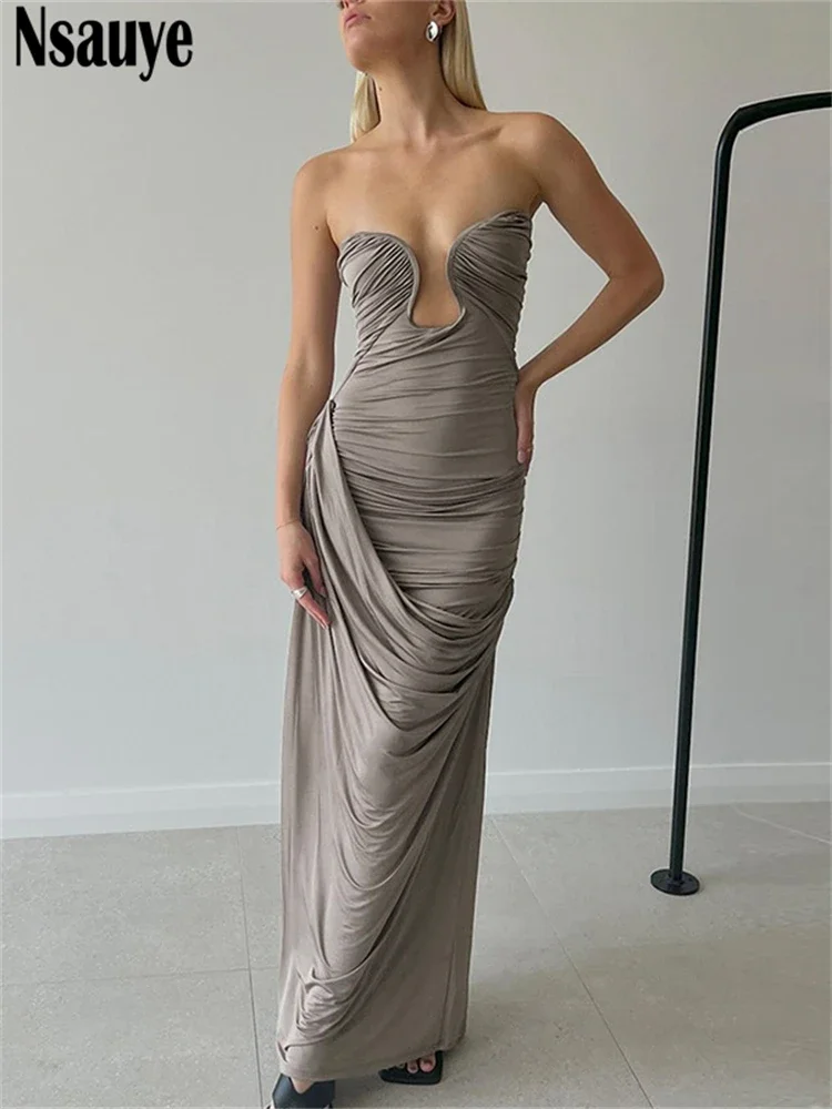 Nsauye-Women-Elegant-Evening-Party-Fashion-Sexy-Ruched-Backless-Club ...