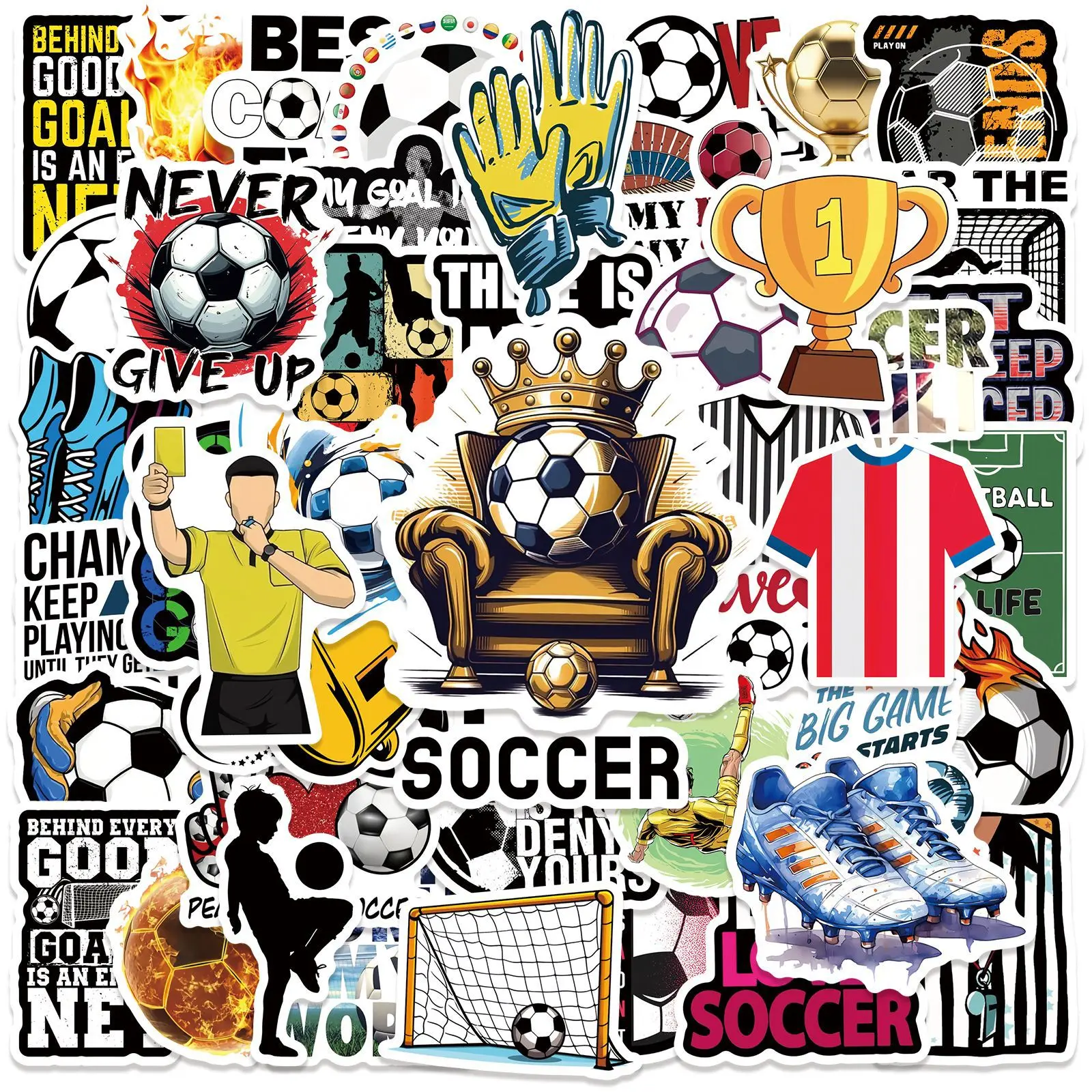 50Pcs Football Stickers Soccer Balls DIY Stickers Skateboard Motorcycle ...