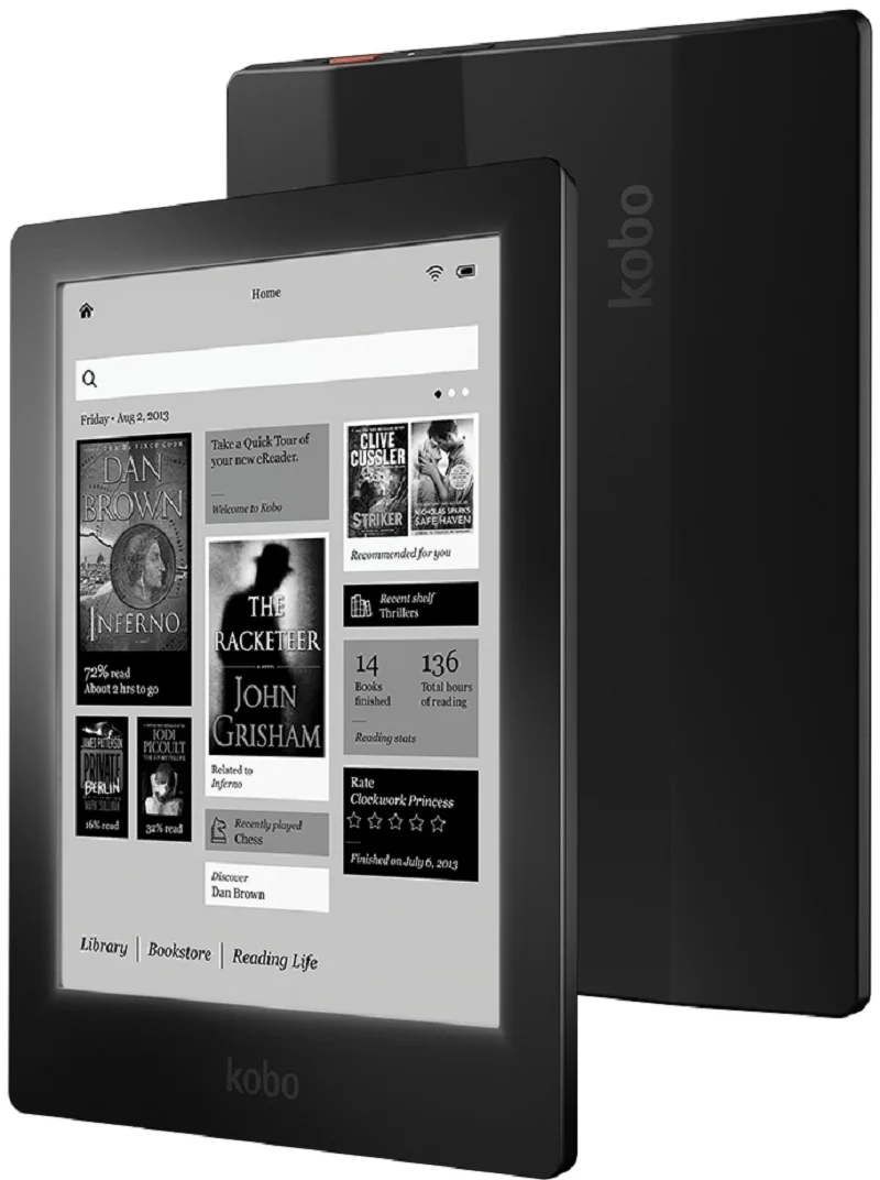 Kobo Aura HD-lector de libros electrónicos, pantalla de tinta Eink de 6,8 pulgadas, 1440x1080 ...