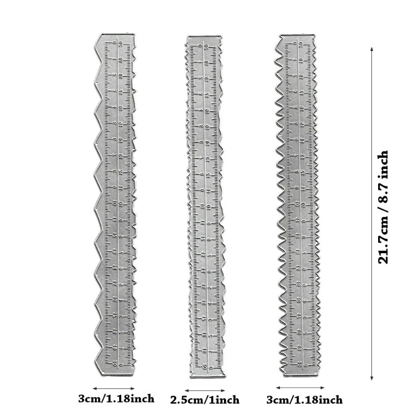 Irregular Deckle Edge Ruler 3 Pcs Sets, Paper Tearing Ruler for Cutting ...