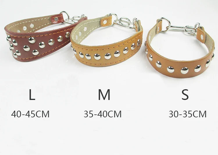 M 38cm - GRISE - Collier en cuir de vache clouté pour chien, accessoire de dressage, pour petits ...