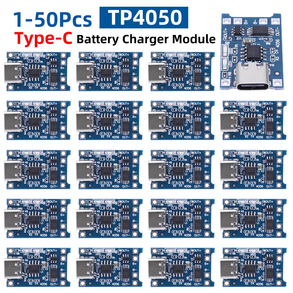 1-50PCS-Type-c-Micro-Mini-USB-5V-1A-18650-TP4056-Lithium-Battery ...