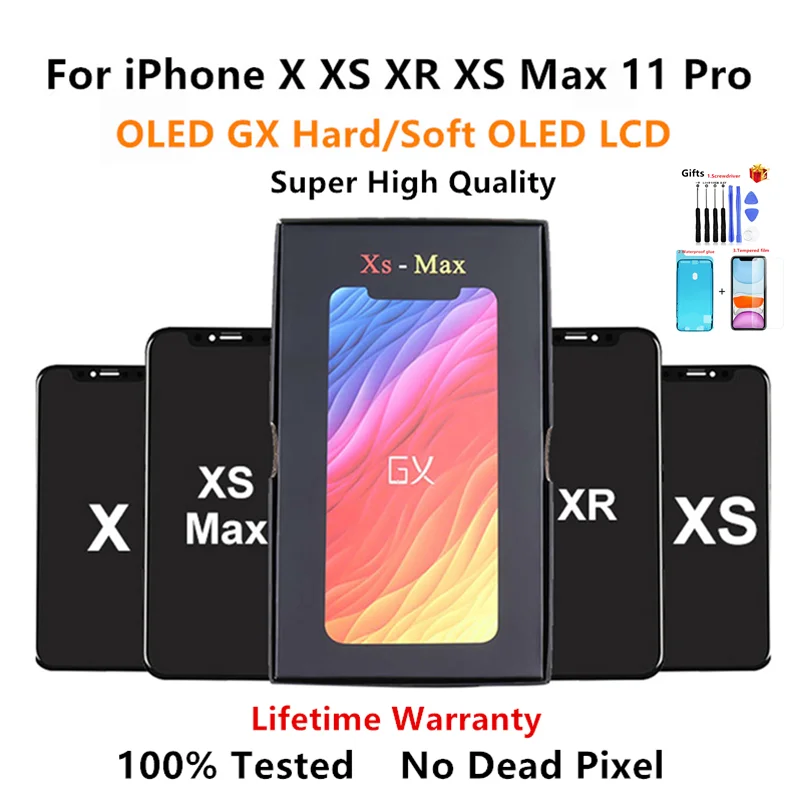 New GX Hard OLED LCD For iPhone X XS MAX 11 Pro Max 12 Pro Display ...