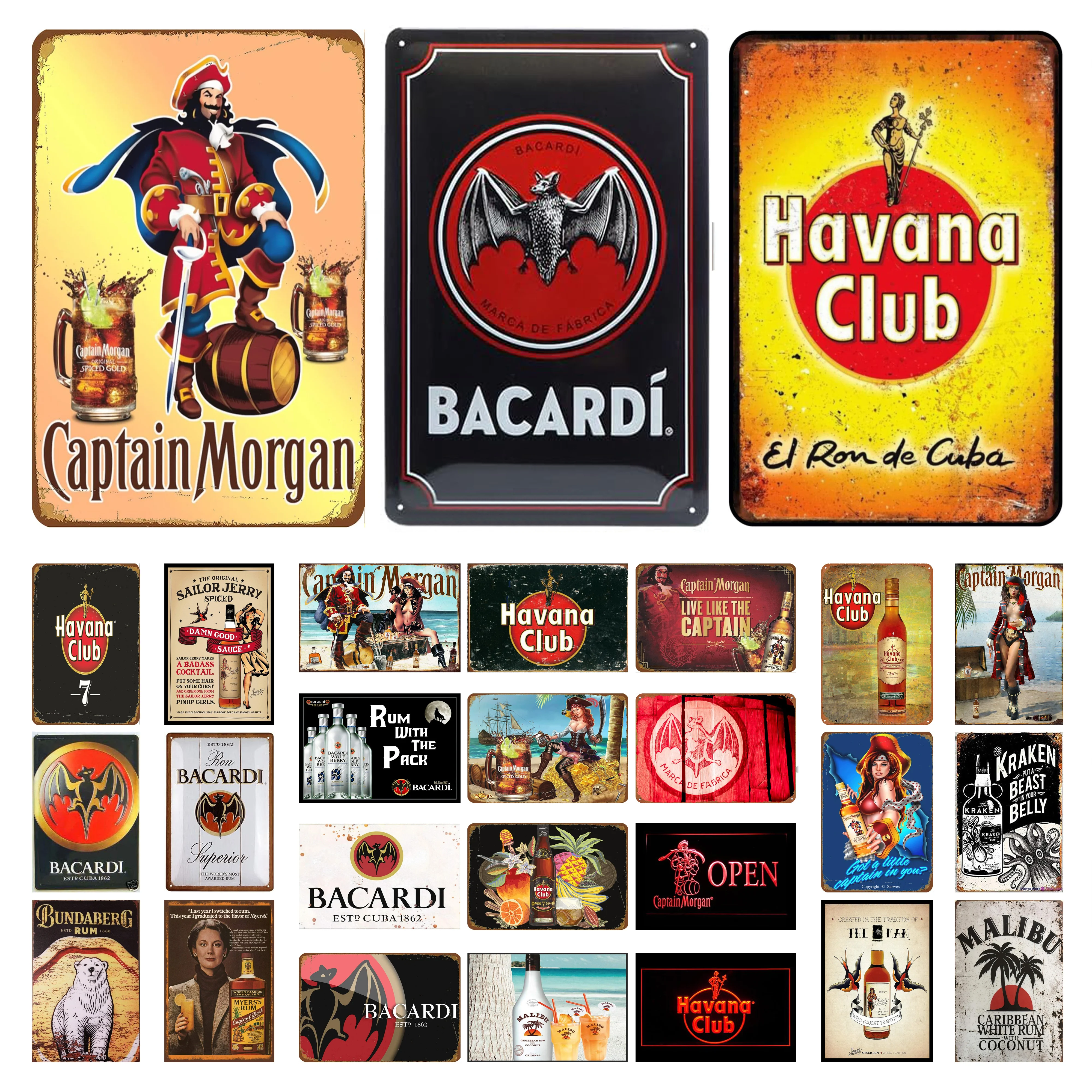 Decor-Rum-Brand-Vintage-Metal-Signs-Tin-Sign-Captain-Morgan-Havana ...
