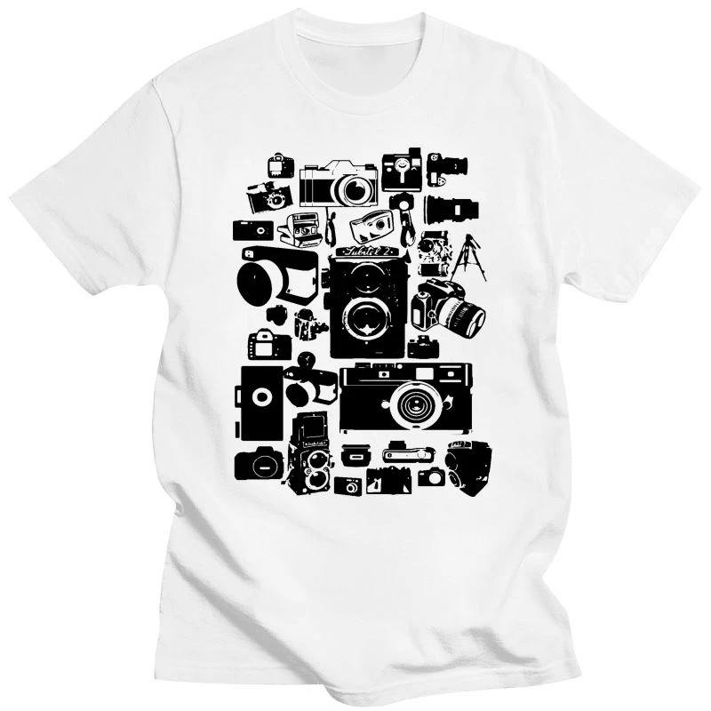 New High Q Graphic Black Cameras Photographer T shirt Men Unique Design ...