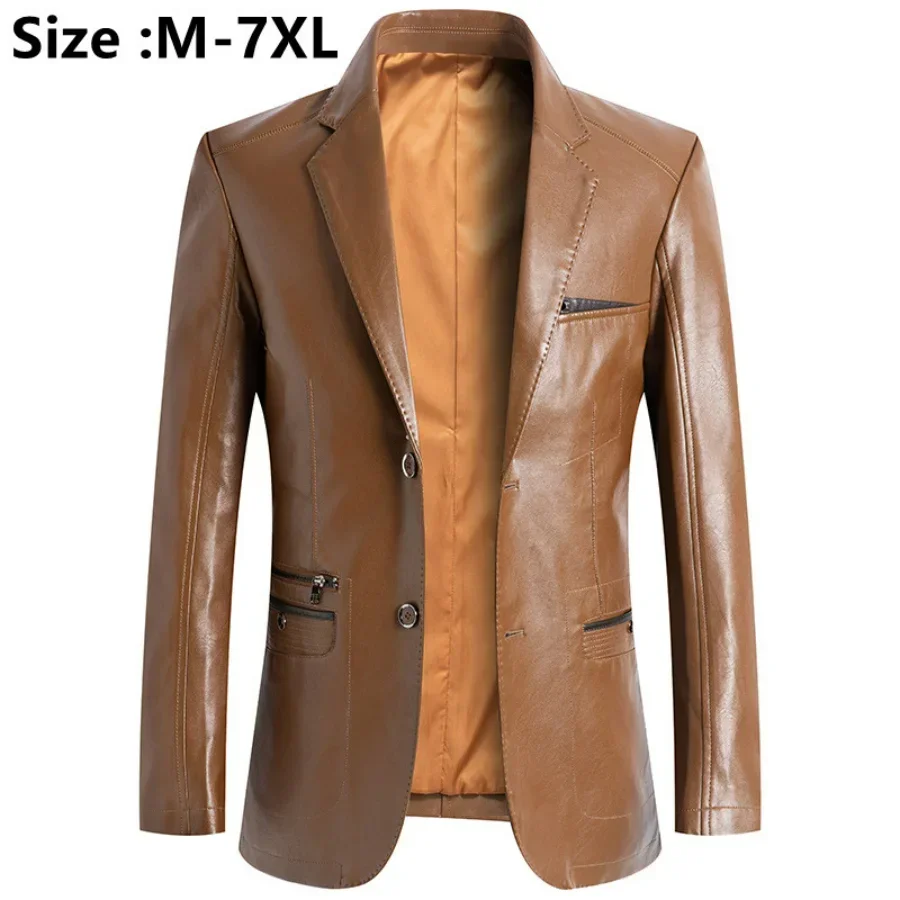 Nouveau-2024-Hommes-Marque-Veste-En-Cuir-Printemps-Automne-Solide ...