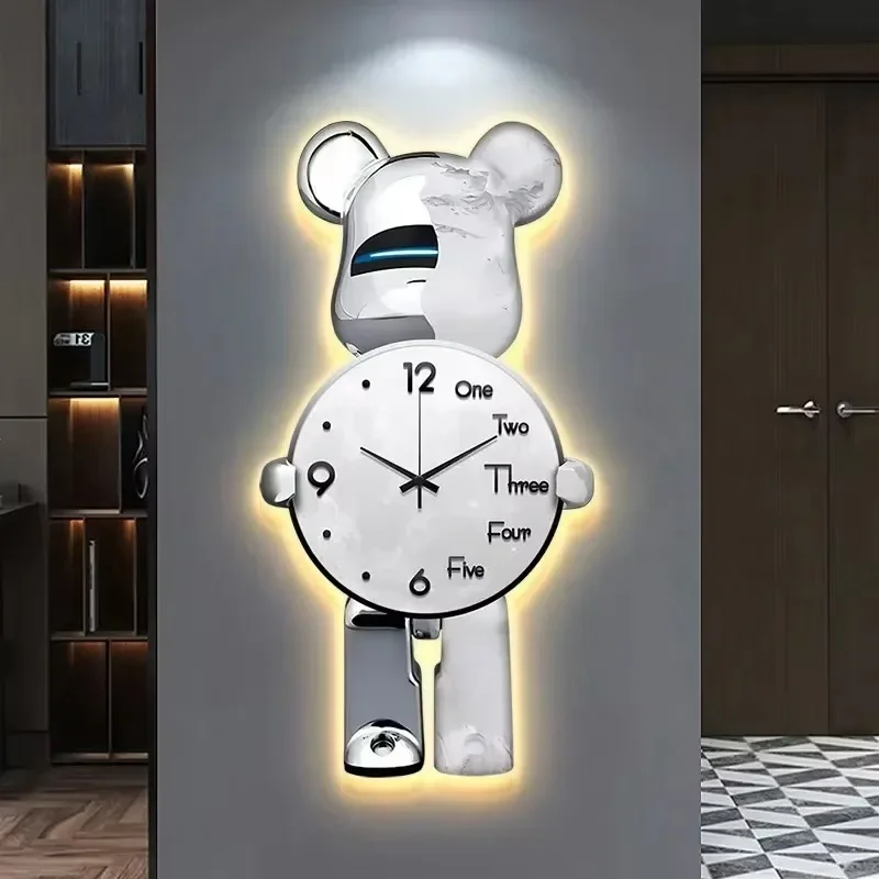 Wall-Aesthetic-Bear-Clocks-LED-Lamp-Unique-Bear-Wall-Silent-Light-Clock ...