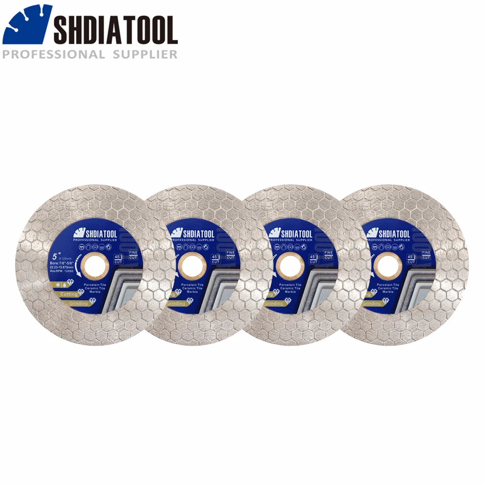 SHDIATOOL 4pcs 5" Hexgonal Double Sided Diamond Cutting Disc Grinding ...