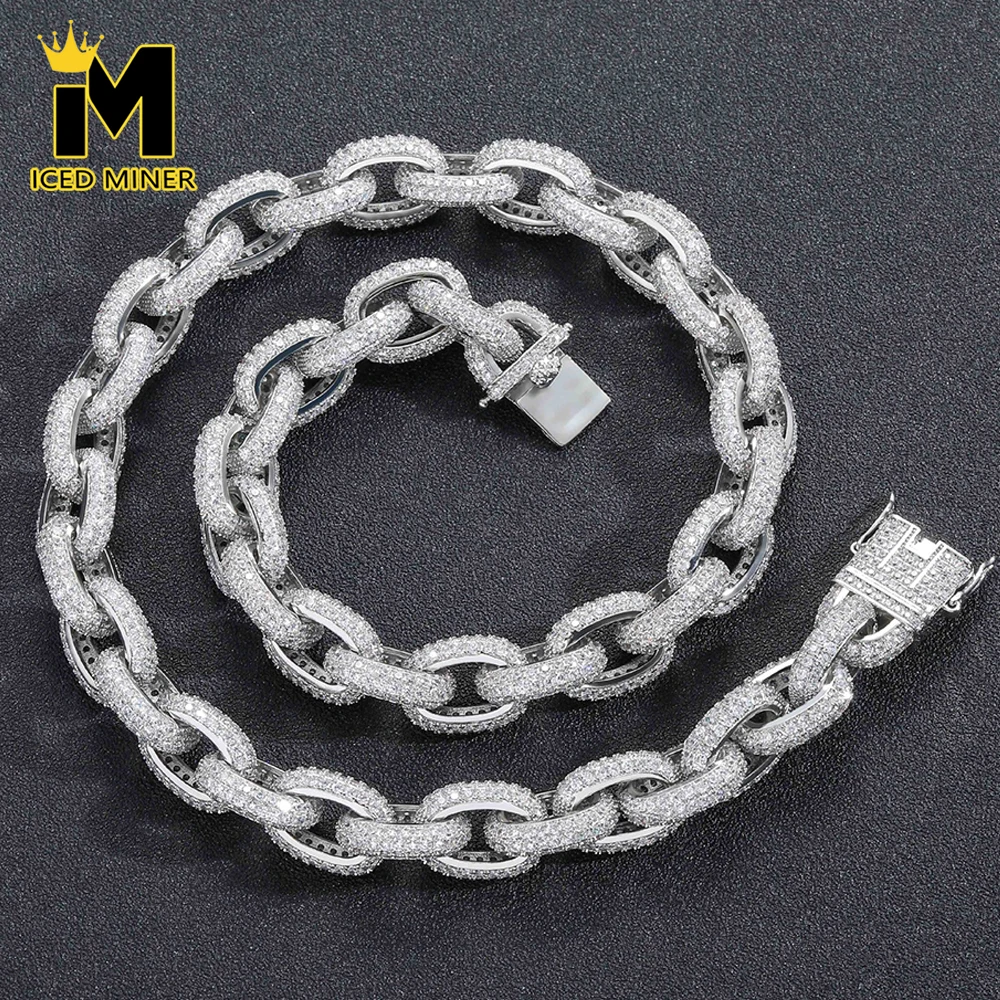 12mm Bling Iced Out Rope Chain Necklaces for Men Women Bling 5A CZ Link ...