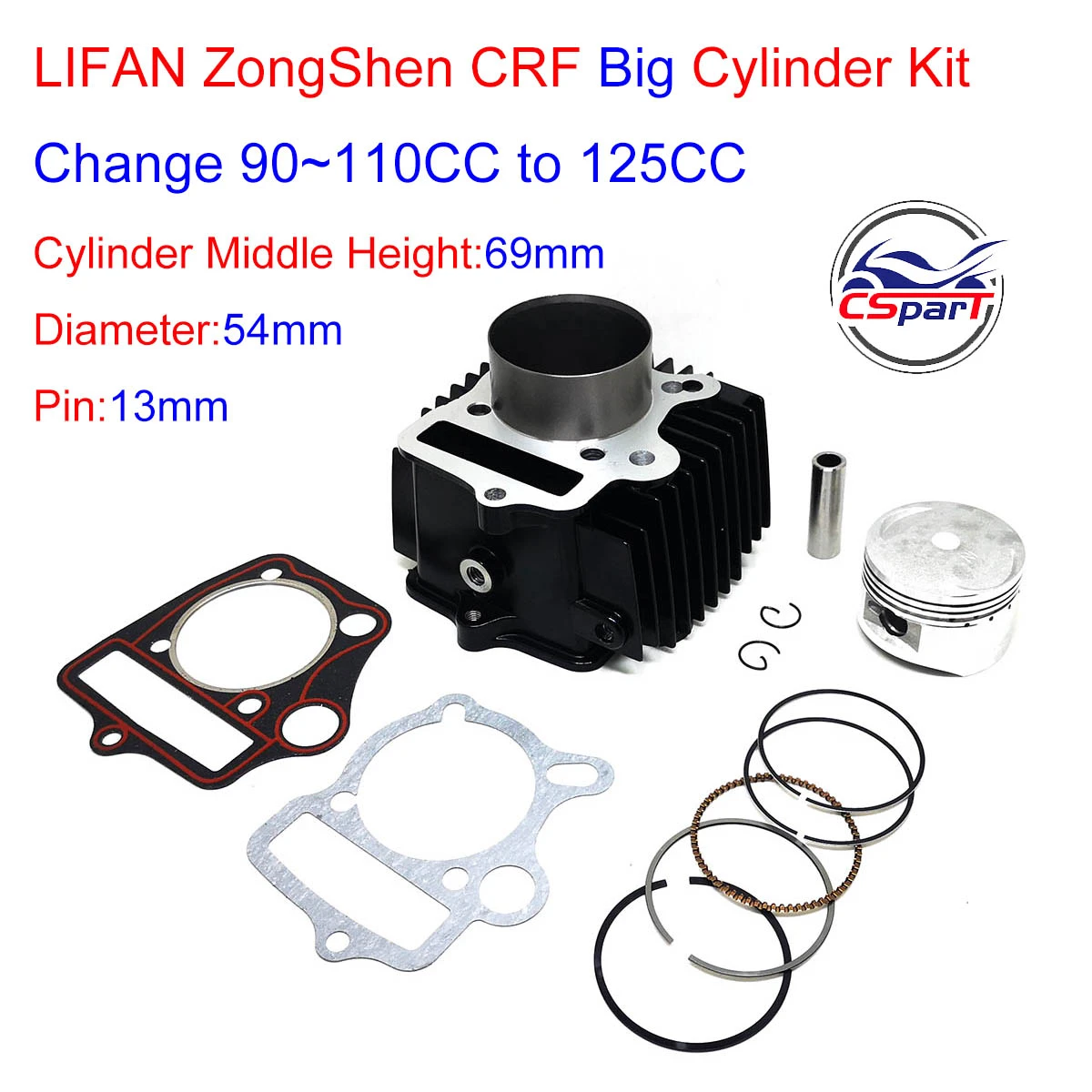 54mm 125cc Aluminum Alloy Big Bore Kit Cylinder Set For Dirt Bike Atv ...