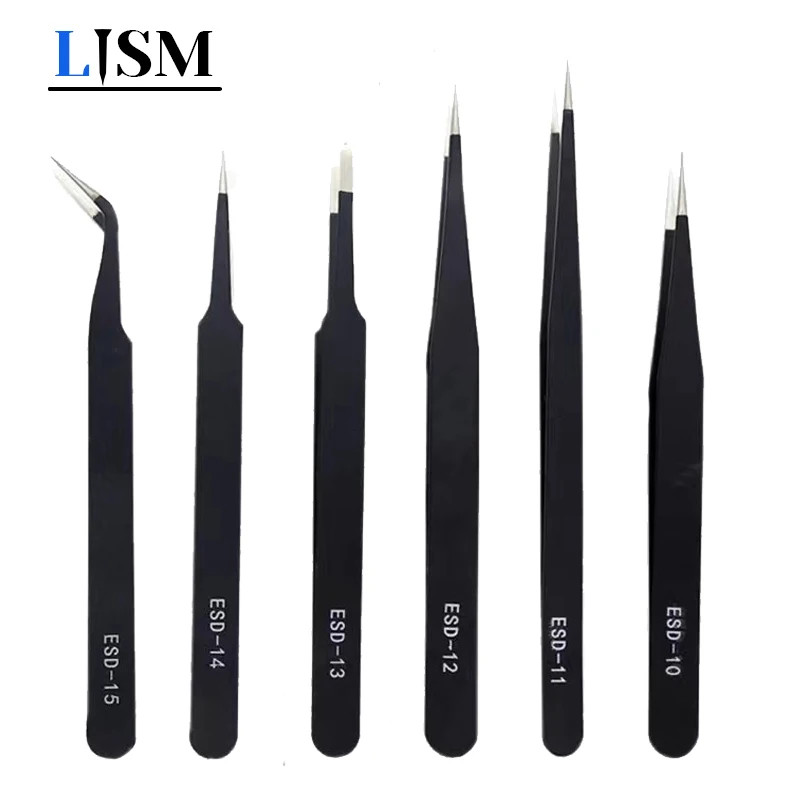 1/6pcs Stainless Steel Tweezers Curved Straight Tweezers Tools ...