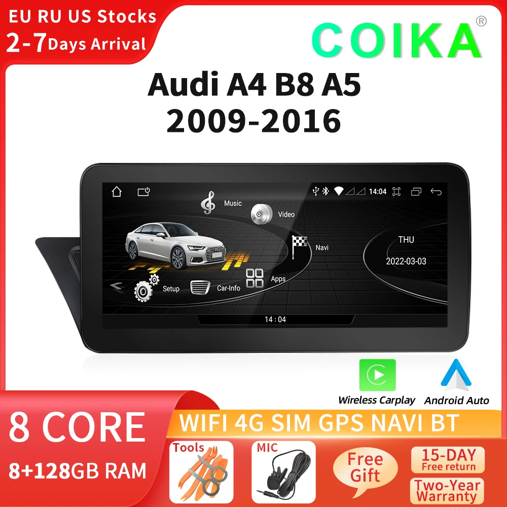 COIKA Android 11 System Auto Bildschirm Player Für Audi A4 B8 A5 2009 2017 GPS Navi Multimedia ...