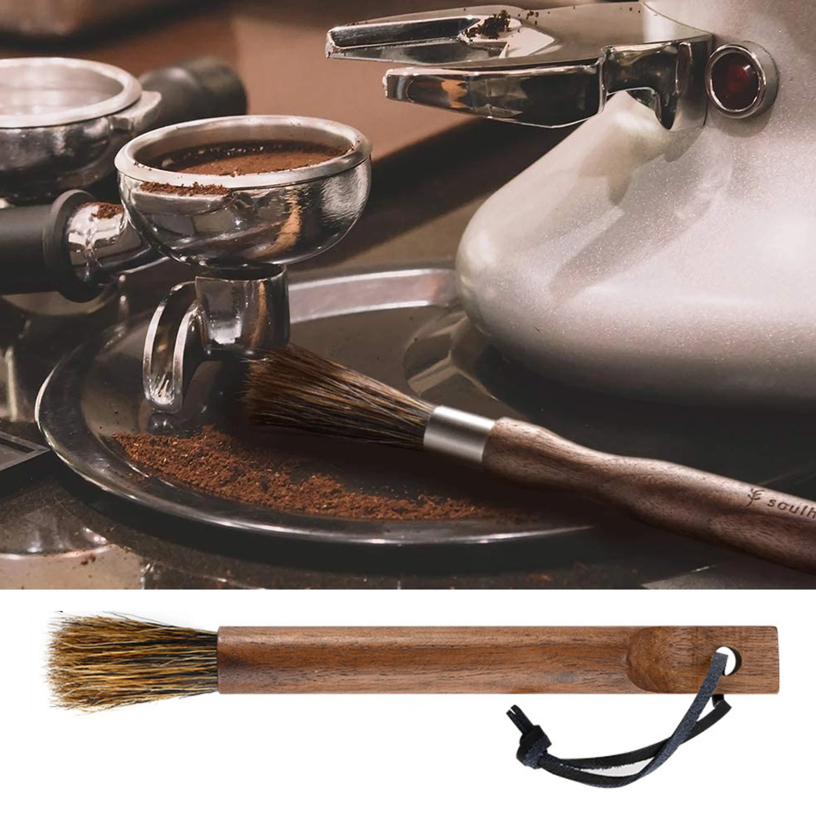 Professional-Coffee-Brush-Natural-Bristle-Coffee-Grinder-Brush-Walnut ...