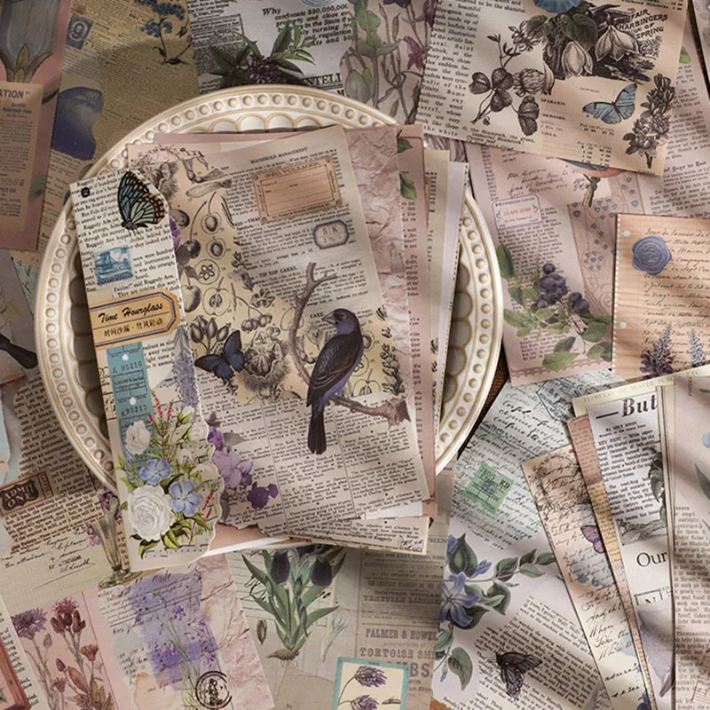 24-Pcs-Nature-Old-Newspaper-Material-Paper-Junk-Journal-Planner ...