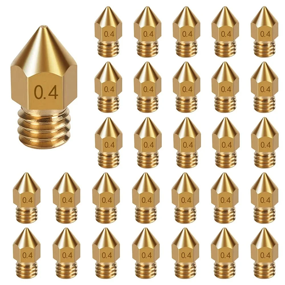 30PCS 0.4 mm 3D Printer Nozzle Brass Nozzle MK8 Extruder Print Head ...