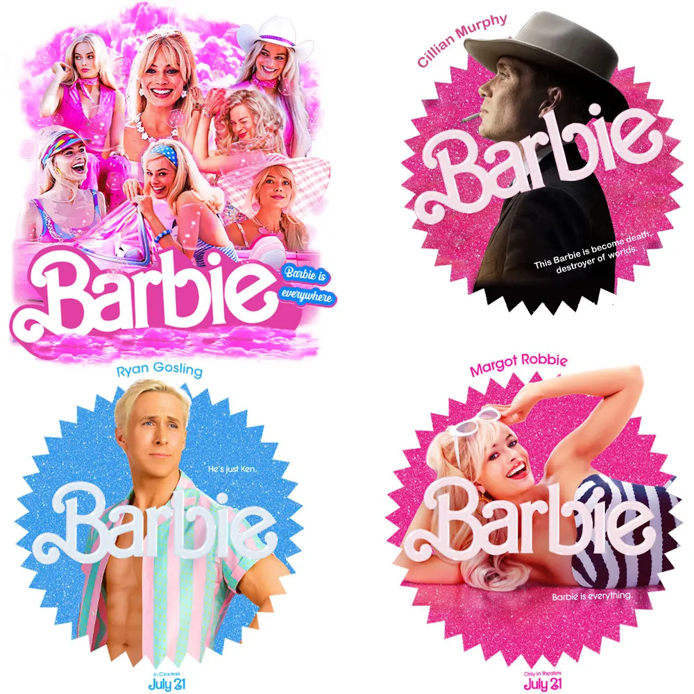 New-Barbie-Moive-Iron-on-Patches-on-Clothes-Heat-Transfers-for-T-Shirt ...