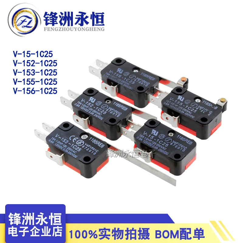 Interruptor de límite de carrera Microswitch, V 15 1C25, V 152 1C25, V 153 1C25, rodillo de V ...