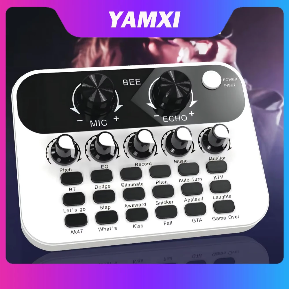 Mixer de áudio V8 Mini Interface Controlador DJ Placa de som ao vivo ...