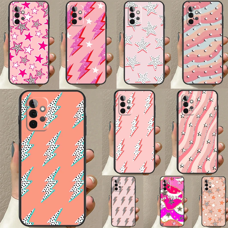preppy-stars-lightning-pink-Case-For-Samsung-Galaxy-A52-A12-A22-A32-A42 ...