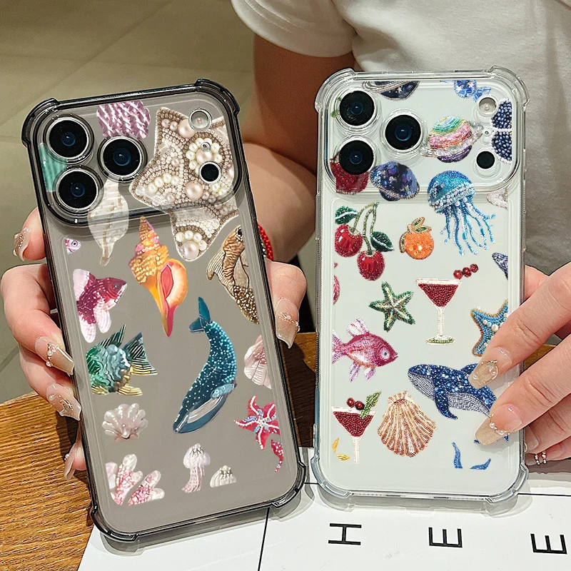 Shark Conch Pattern Silicone Phone Case For iPhone Air 17 Pro Max 16 15 ...