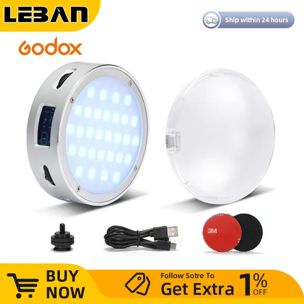 In Stock Godox R1 RGB Ring Light Mini Creative Light Built in Magent ...