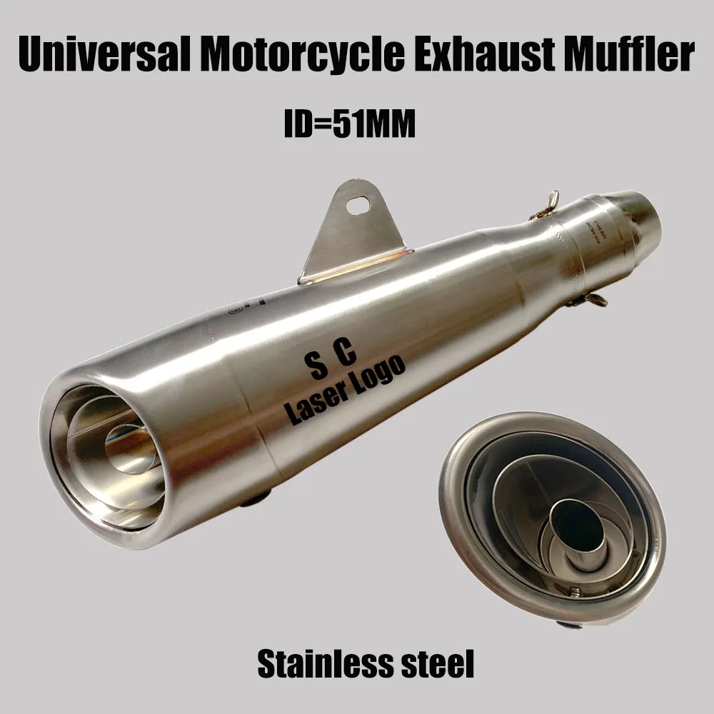 3-Layers-51MM-Universal-Motorcycle-sc-Exhaust-Muffler-Escape-With ...