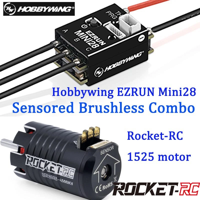 Hobbywing Ezrun Mini28 30a Sensored Brushless Esc Rocket-rc 1525 13.5t ...