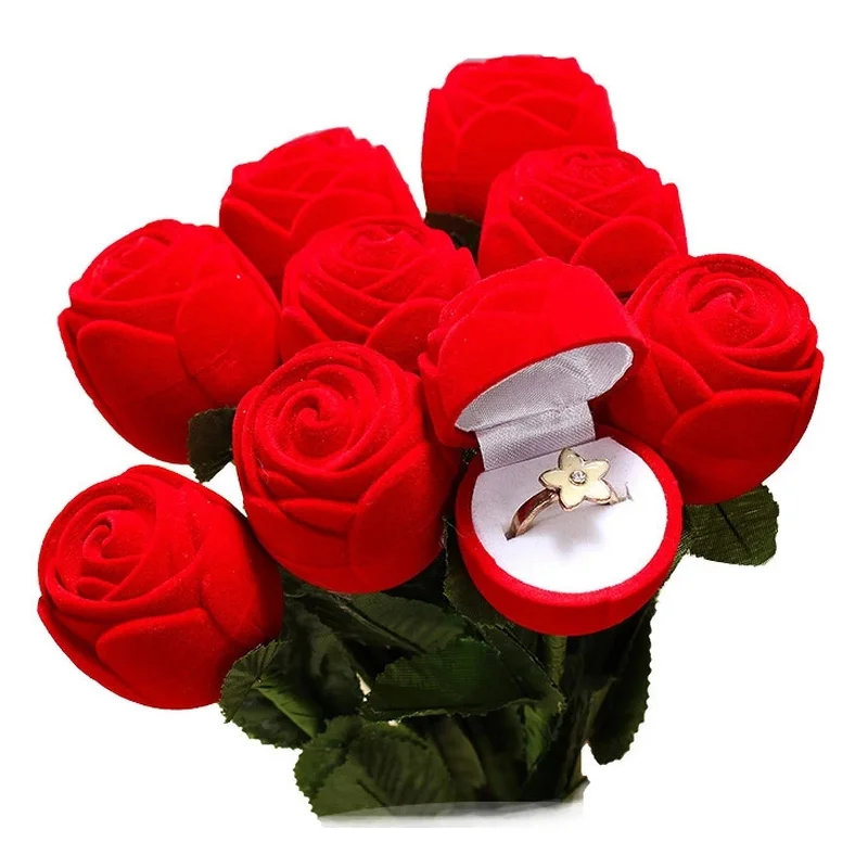 Rose-Flower-Ring-Box-Velvet-Red-Rose-Jewelry-Box-Earring-Display-Box ...
