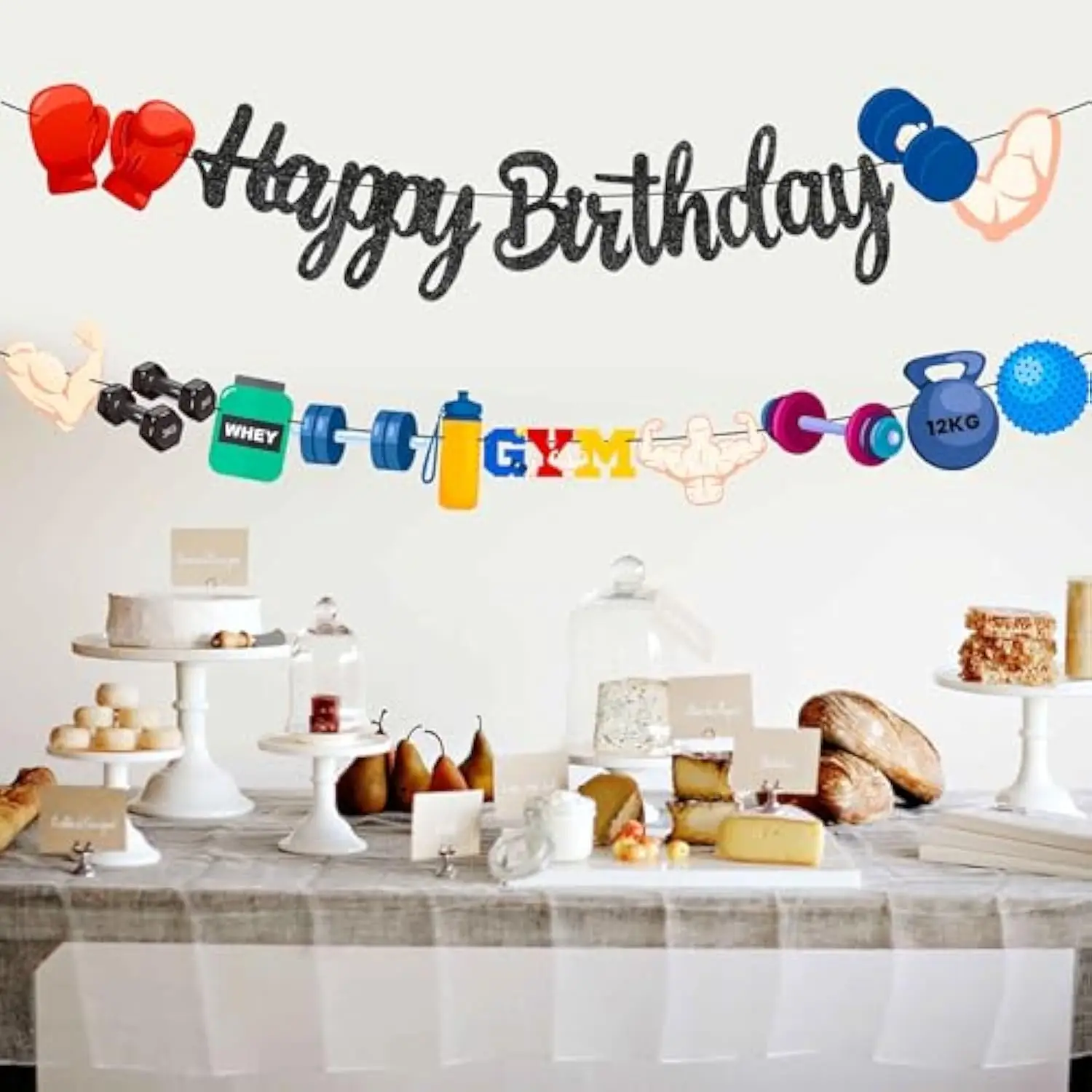 Gym-Birthday-Decorations-Weight-Lifting-Happy-Birthday-Banner-for-Gym ...