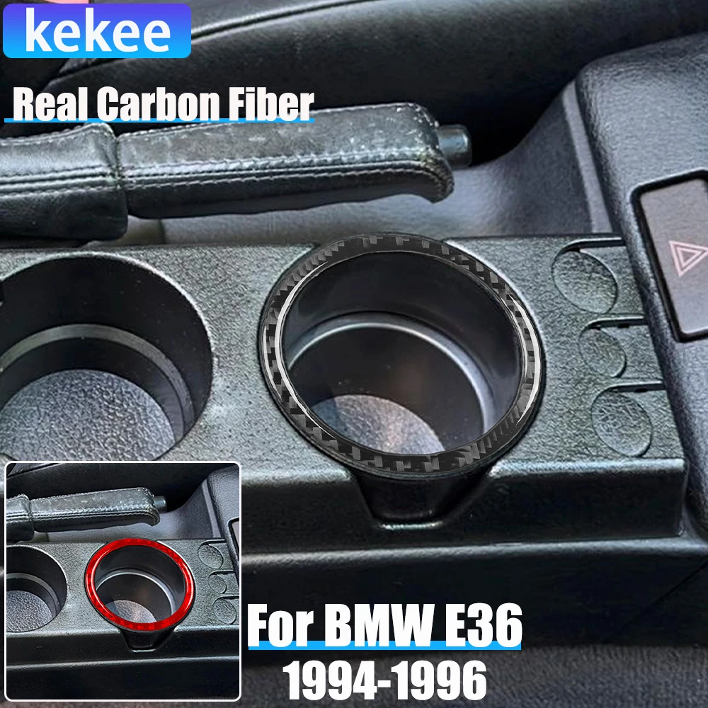 Real Carbon Fiber Car Accessories Cup Holder Ring Decorative Trim Cover ...