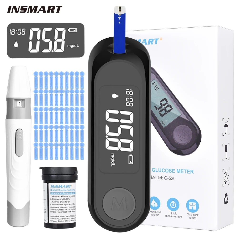 INSMART-Medidor-De-Glicose-No-Sangue-Diabetes-Testing-Kit-Lancet ...