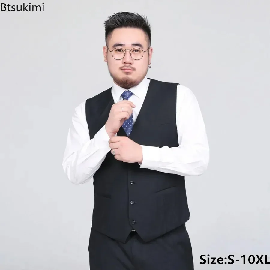 Plus Size 10XL Suit Vests Men's V-neck Sleeveless Vest Men Business ...
