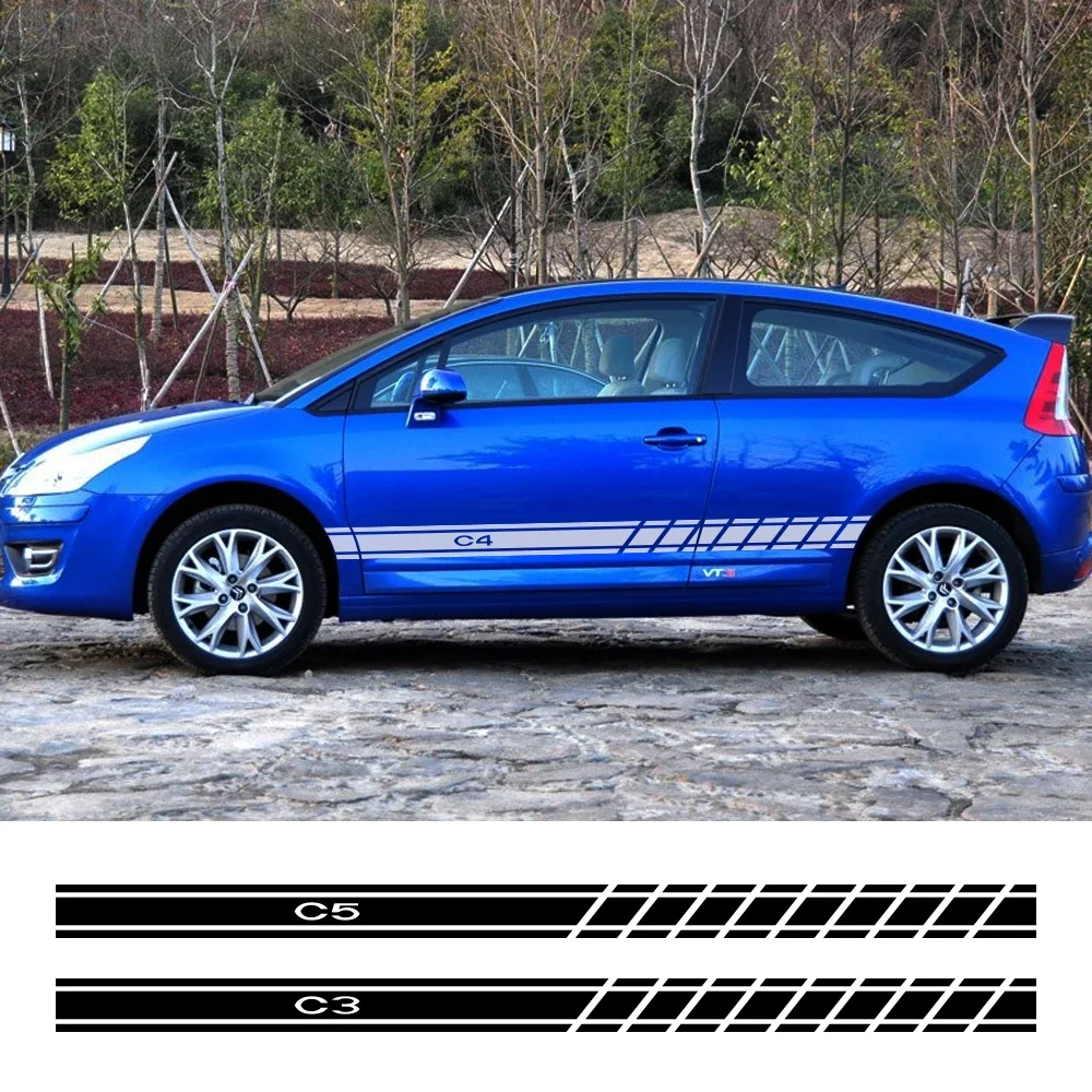 2PCS-Car-Door-Side-Skirt-Stripe-Trim-Sport-Stickers-Auto-Vinyl-Decor ...