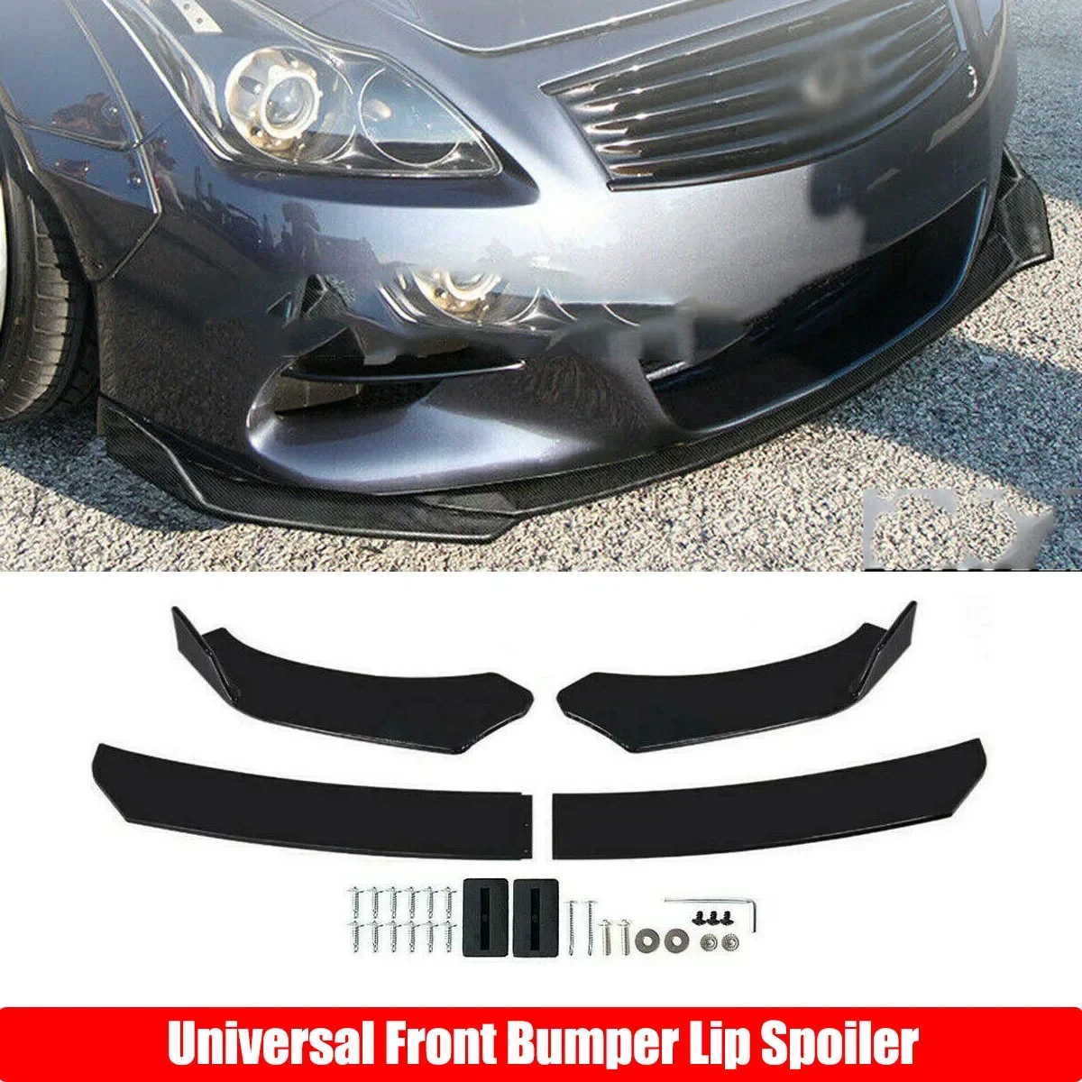 4PCS Front Bumper Lip Spoiler Side Splitter Chin Body Kit Guards ...