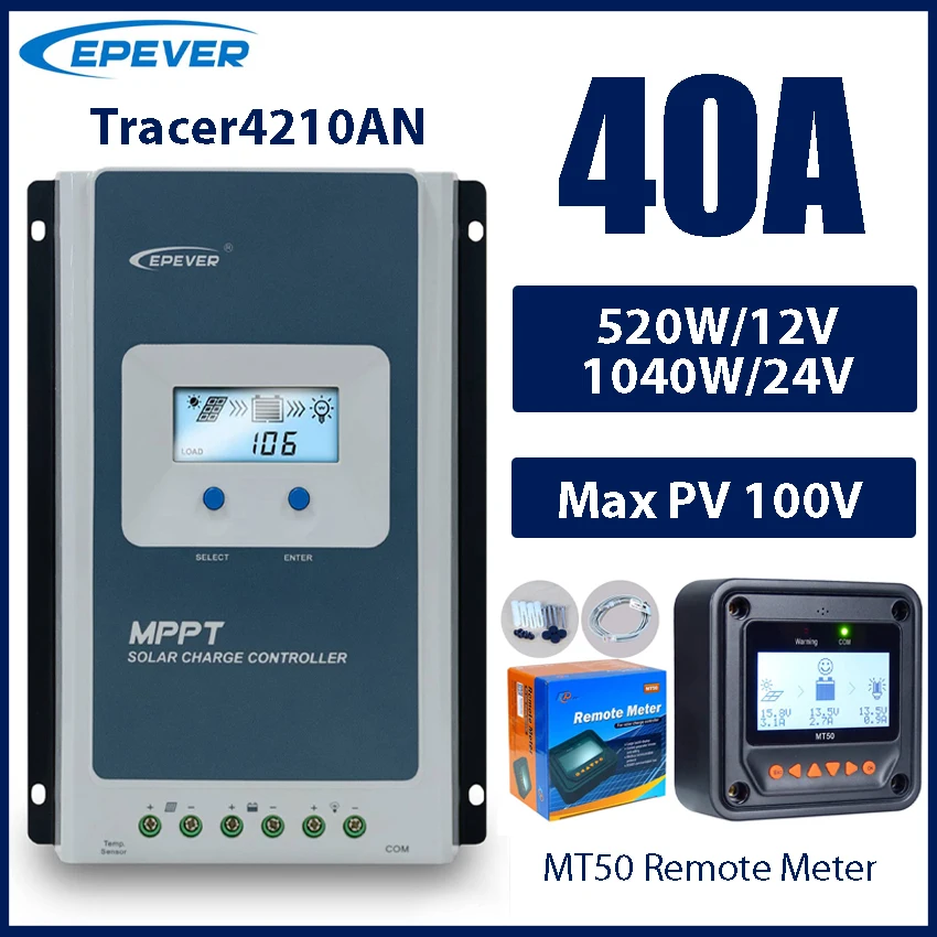 40A-MPPT-Solar-Charge-Controller-12V-24V-Battery-Voltage-Max-Solar-Panel-100V-EPEVER-Regulator ...