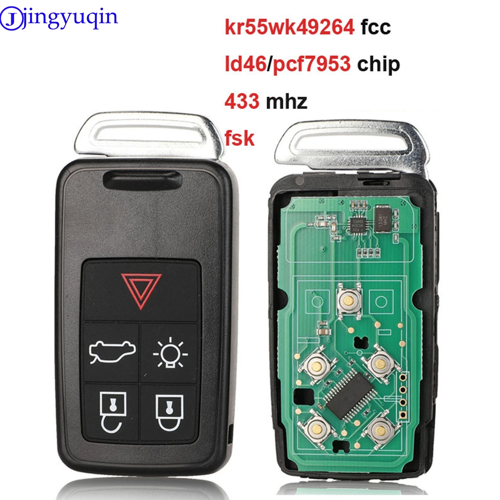 jingyuqin 5 Button Remote Key Smart Car Key Fob 434Mhz ID46 Chip For ...