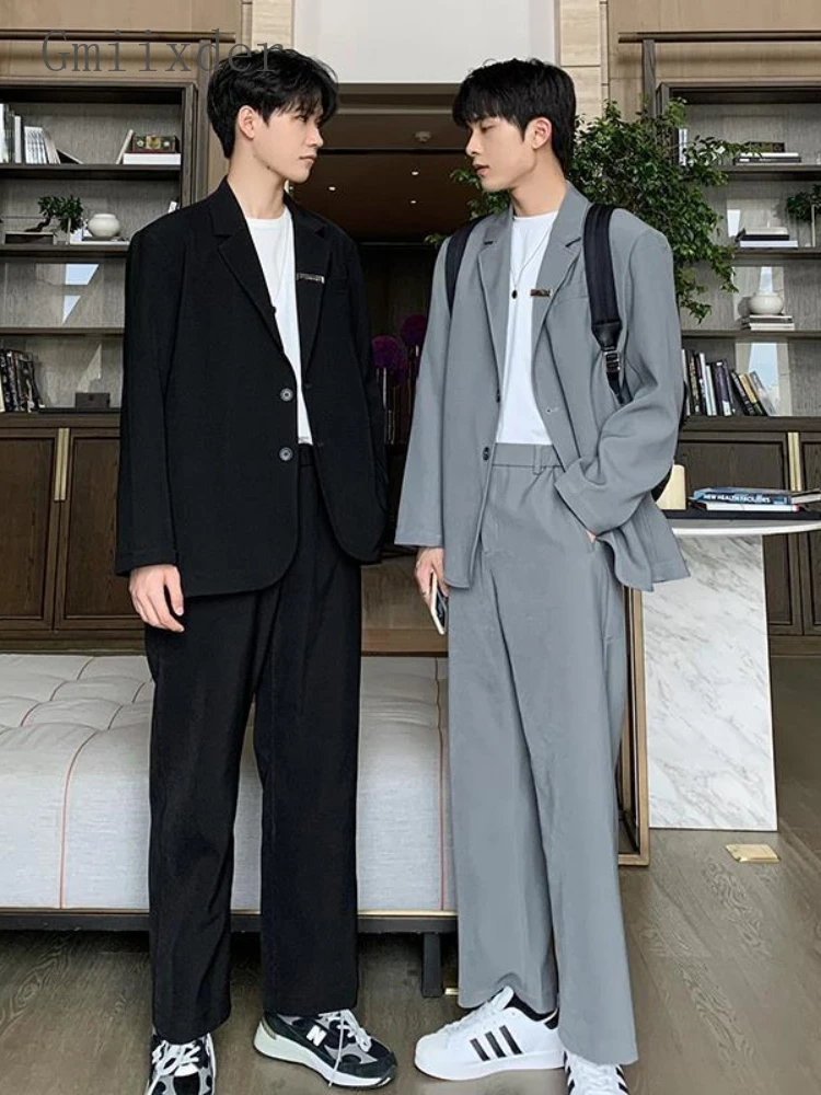 Gmiixder Men's Blazer Suit Korean Trend Handsome High Street Casual ...