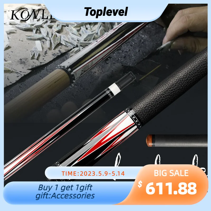 KONLLEN Billiard Cue Stick Carbon Fiber Shaft 13mm Tip Inlay Pool Cue ...