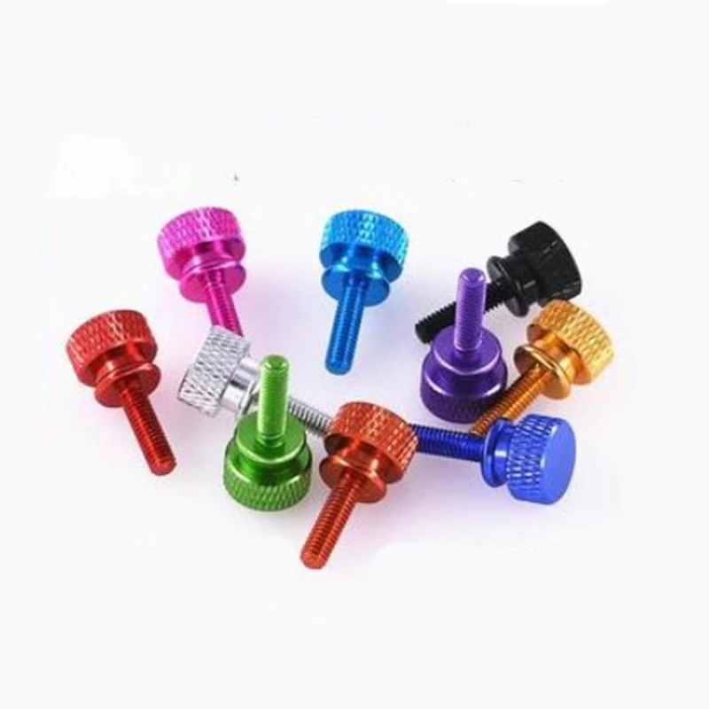 10pcs/lot 6# 32 M3 M4 *6/8/10/12/16/20 colourful Step aluminum knurled hand tighten thumb ...